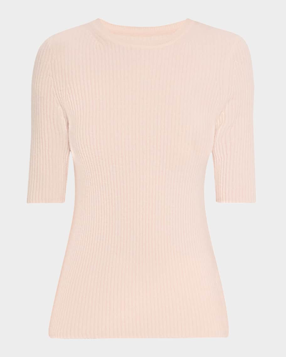 Enza Costa Powder Cashmere Rib-Knit Top | Neiman Marcus