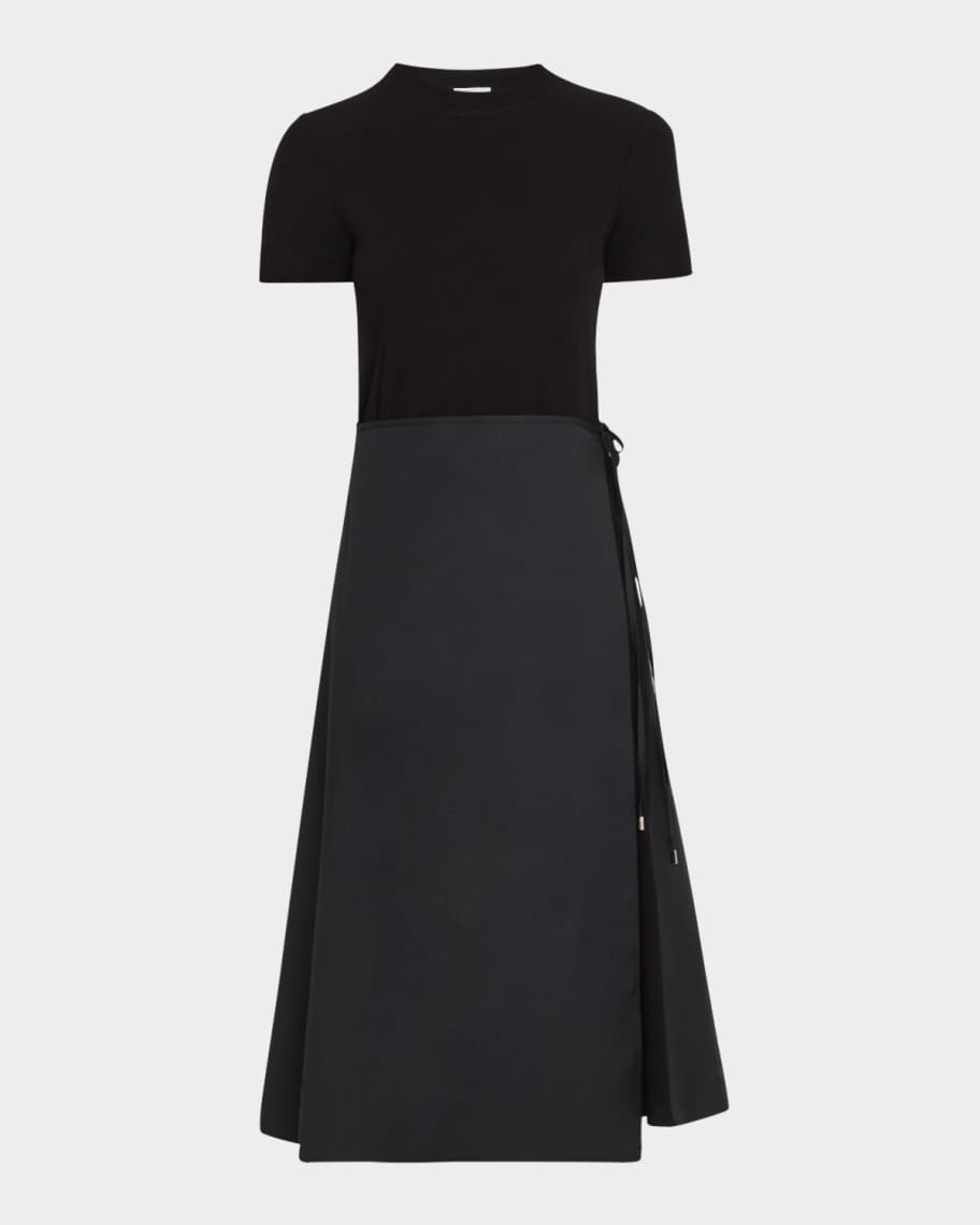 Rosetta Getty Short-Sleeve Apron Wrap T-Shirt Dress | Neiman Marcus