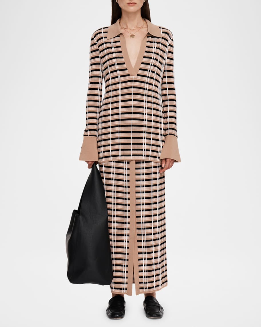 Joseph Striped Knit Polo Sweater | Neiman Marcus