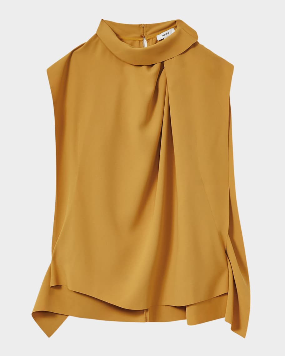 Reiss Simone Draped Crepe Shell | Neiman Marcus