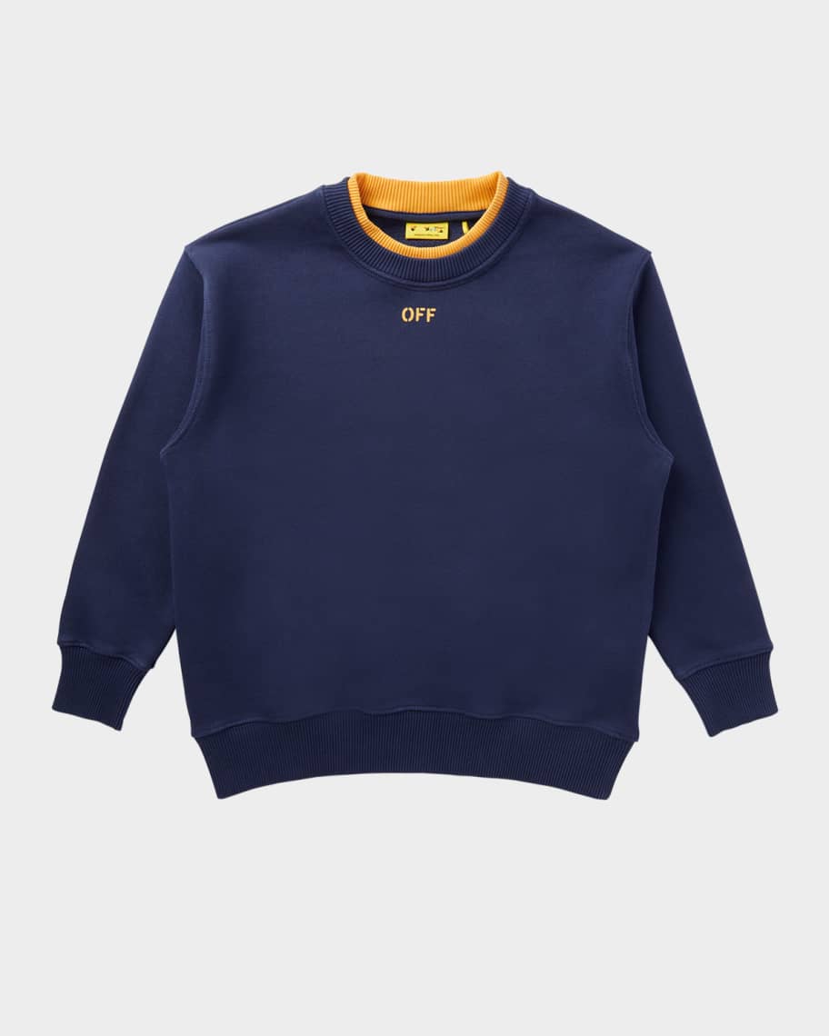 Off-White Boy's Off Stamp Logo Two-Tone Crewneck Sweatshirt, Size 4-12 ...