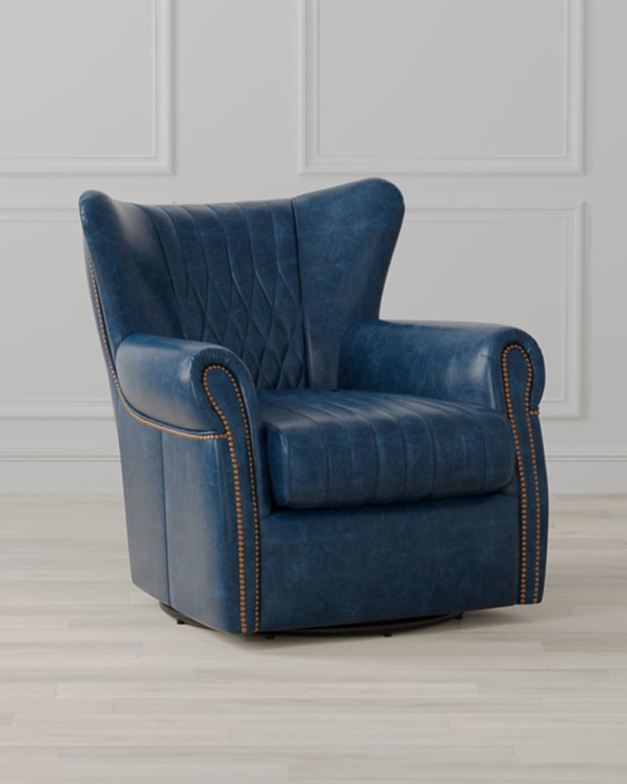 Sarreid Bugatti Leather Swivel Chair | Neiman Marcus