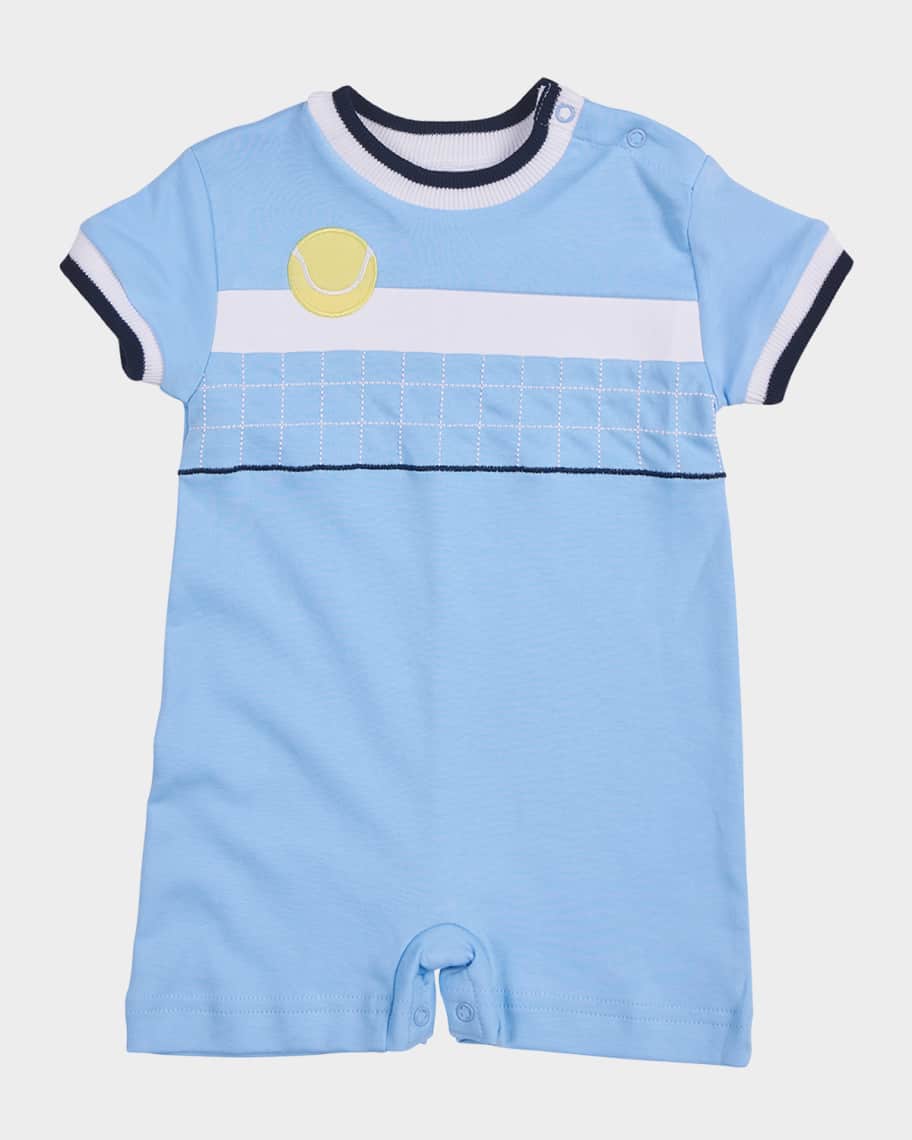 Florence Eiseman Boy's Tennis Ball and Net Knit Shortalls, Size 3M-24M ...