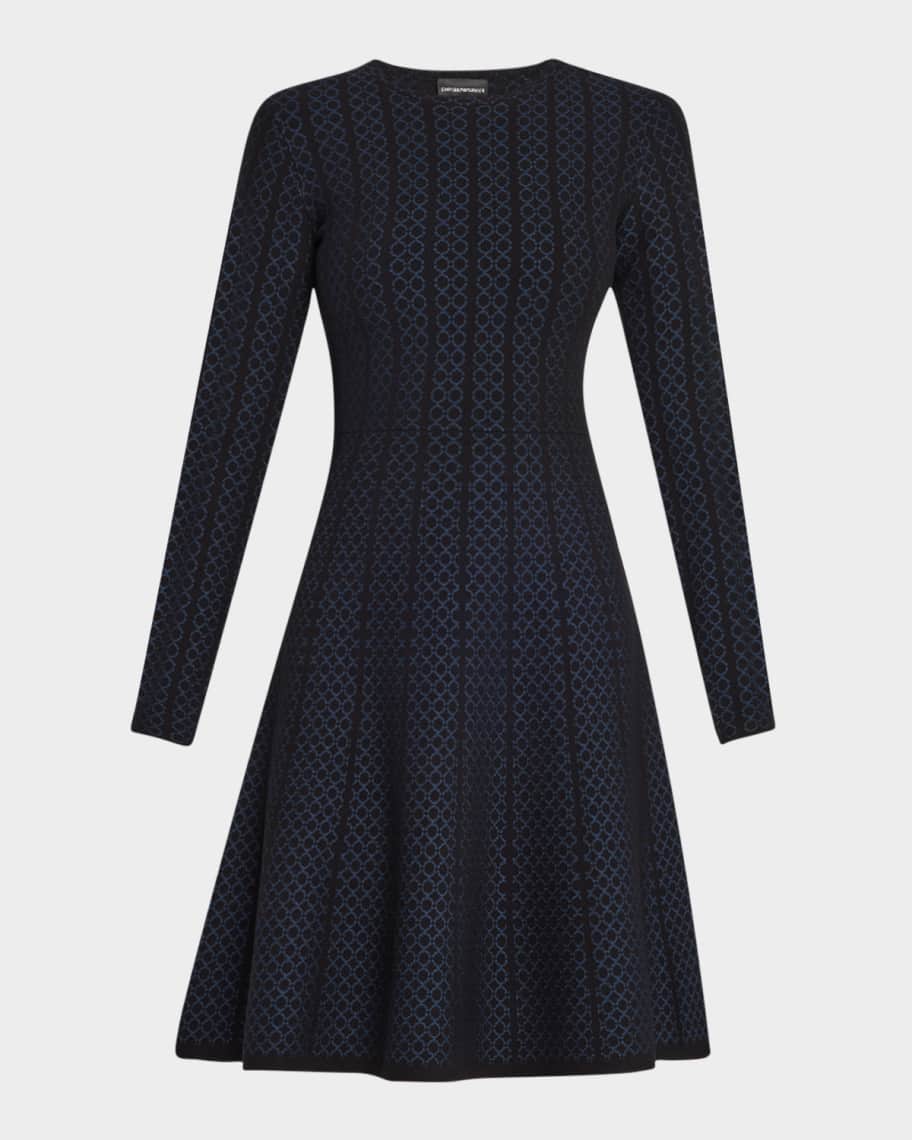 Emporio Armani Chain & Stripe Motif Jersey Dress | Neiman Marcus