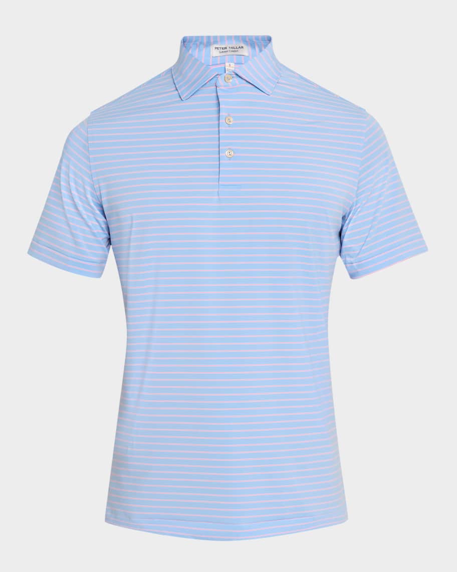 Peter Millar Men's Drum Performance Stripe Polo Shirt | Neiman Marcus