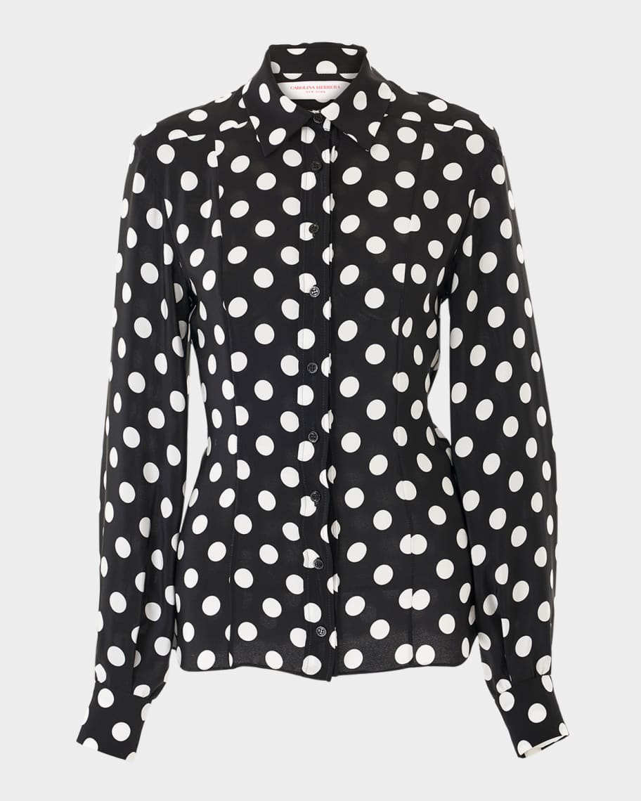 Carolina Herrera Polka-Dot Button Down Shirt | Neiman Marcus