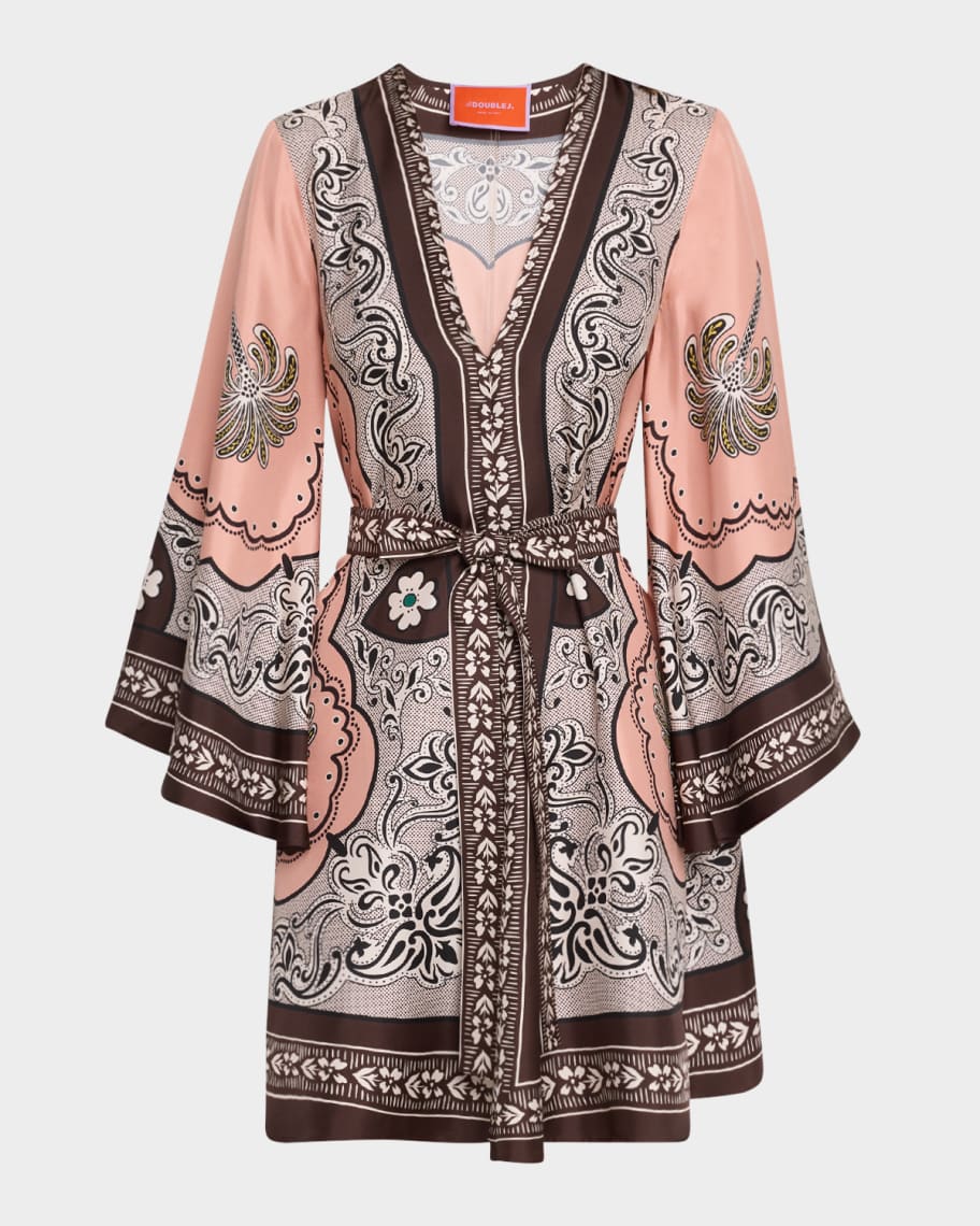 La DoubleJ Magnifico Long-Sleeve Silk Mini Dress | Neiman Marcus