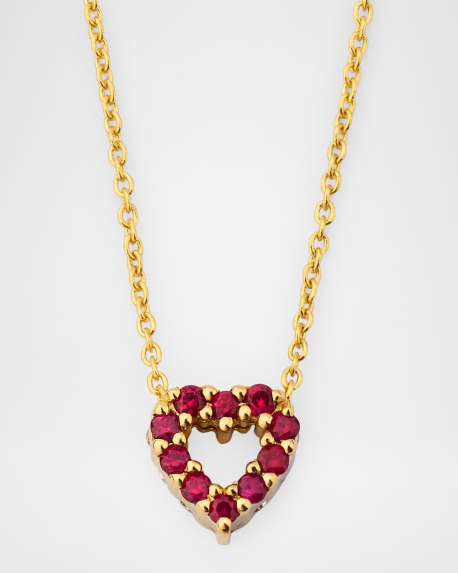 Roberto Coin 18K Yellow Gold Reversible Diamond and Ruby Heart Pendant ...