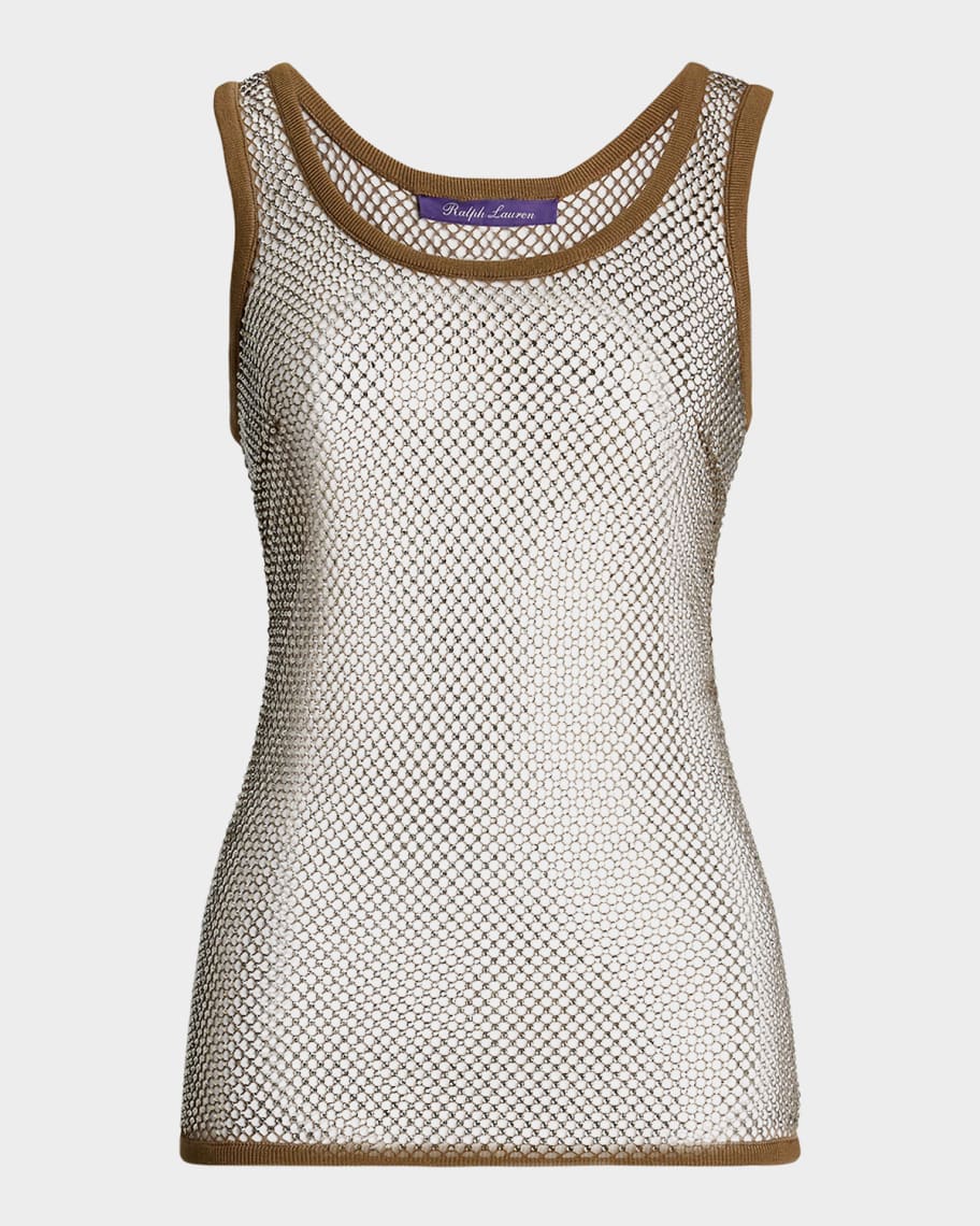 Ralph Lauren Collection Melony Embellished Mesh Tank Top | Neiman Marcus