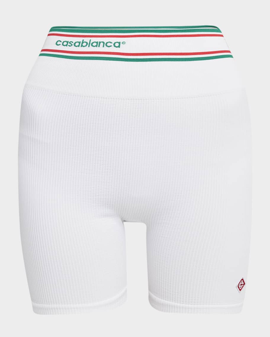 CASABLANCA Logo-Band Rib Biker Shorts | Neiman Marcus