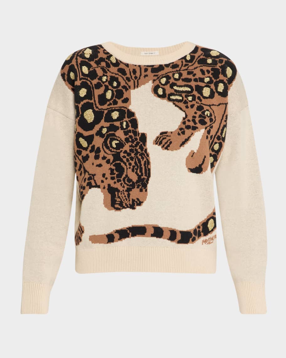 MOTHER The Jumper Animal Intarsia Cotton Sweater | Neiman Marcus
