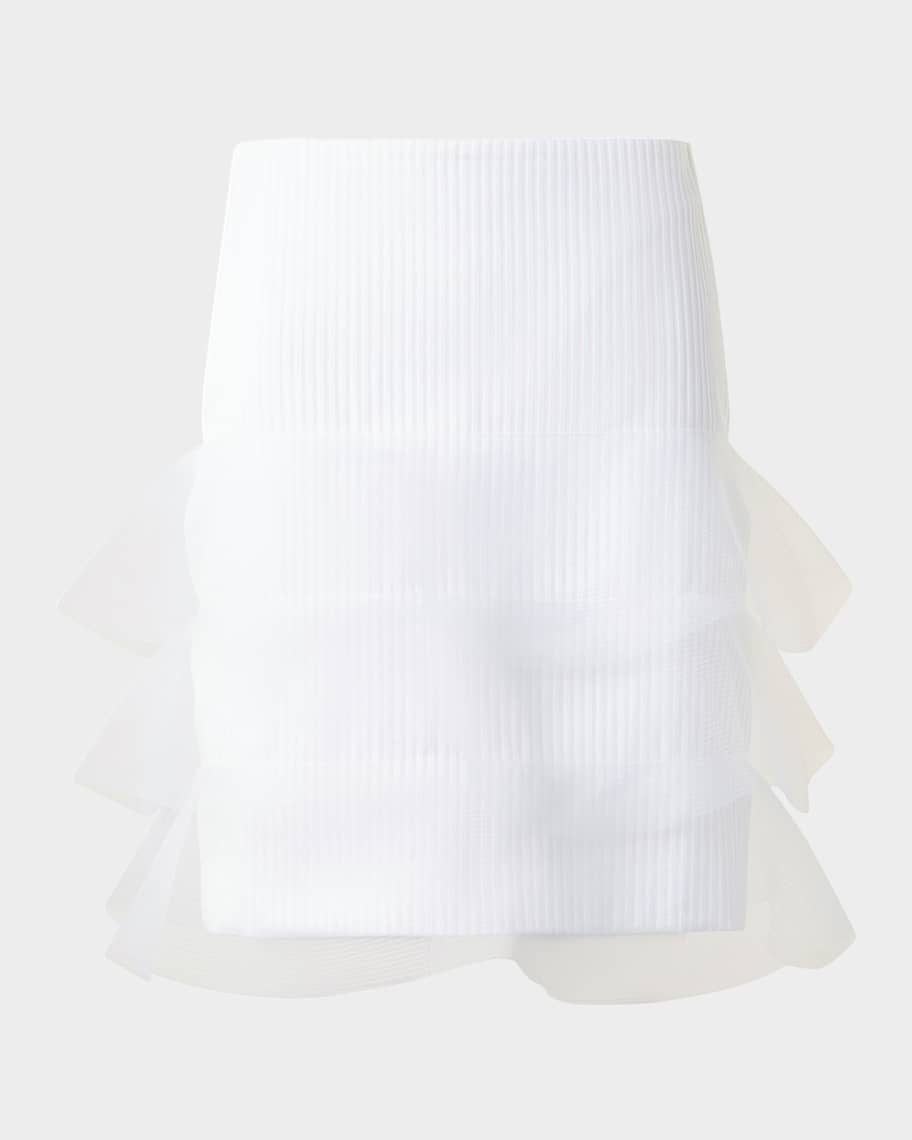 Akris Ruffle-Trim Ribbed Mini Skirt | Neiman Marcus