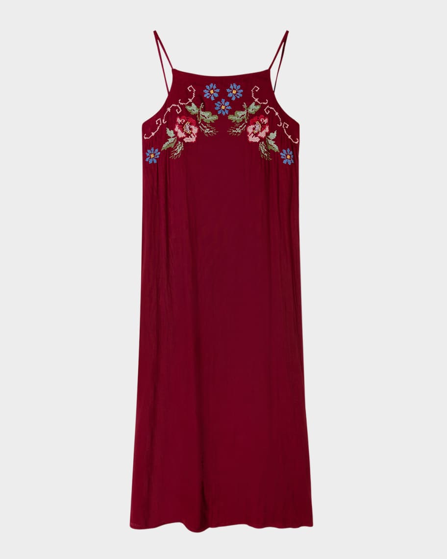 Desmond & Dempsey Square-Neck Cross Stitch Nightie | Neiman Marcus