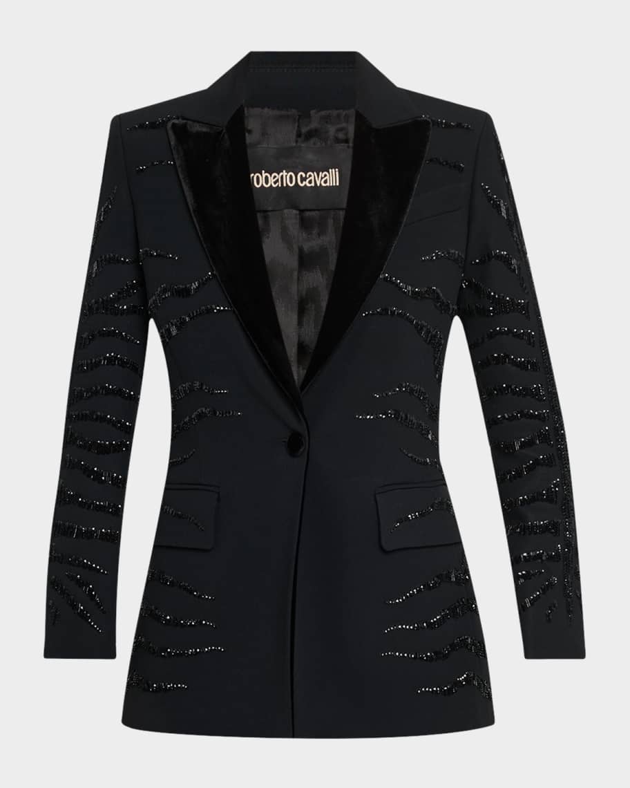 Roberto Cavalli Cienne Sequin-Embellished Blazer Jacket | Neiman Marcus
