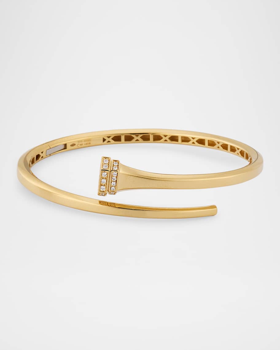 Crivelli 18K Yellow Gold Crivelli Pillar Diamond Bypass Bangle Bracelet ...