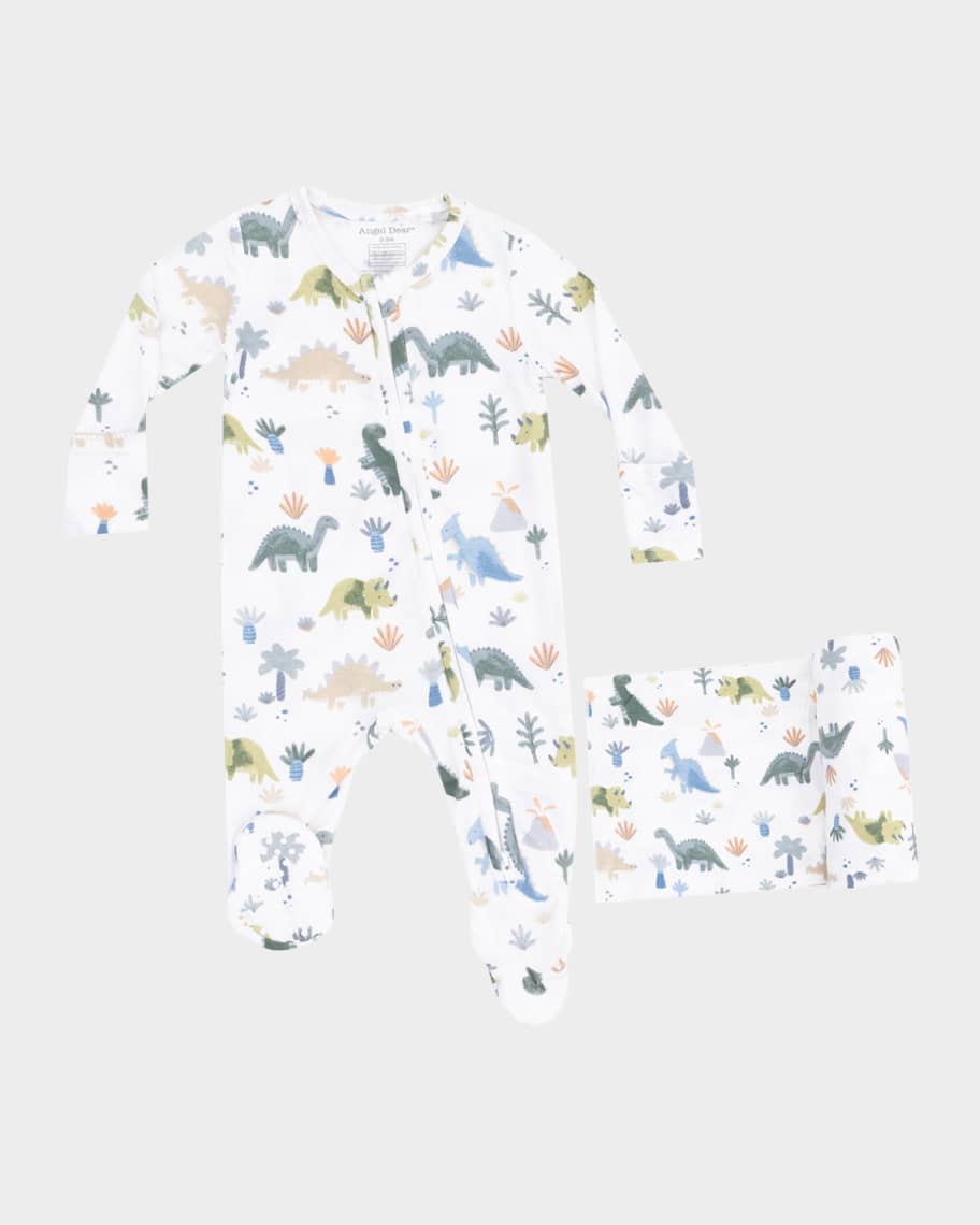 Angel Dear Boy's Soft Dinos Printed Footie, Size Newborn-9M | Neiman Marcus