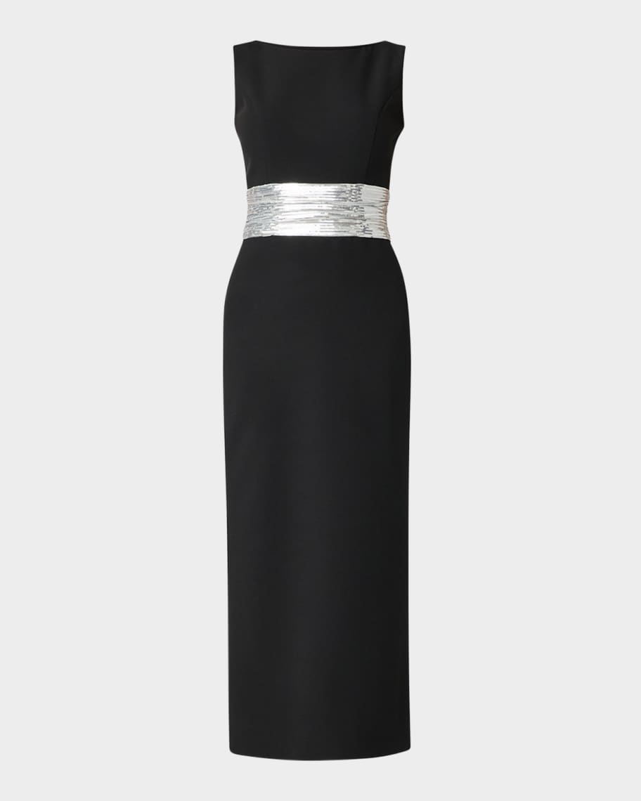 Shoshanna Sia Sleeveless Sequin Bow Midi Dress | Neiman Marcus