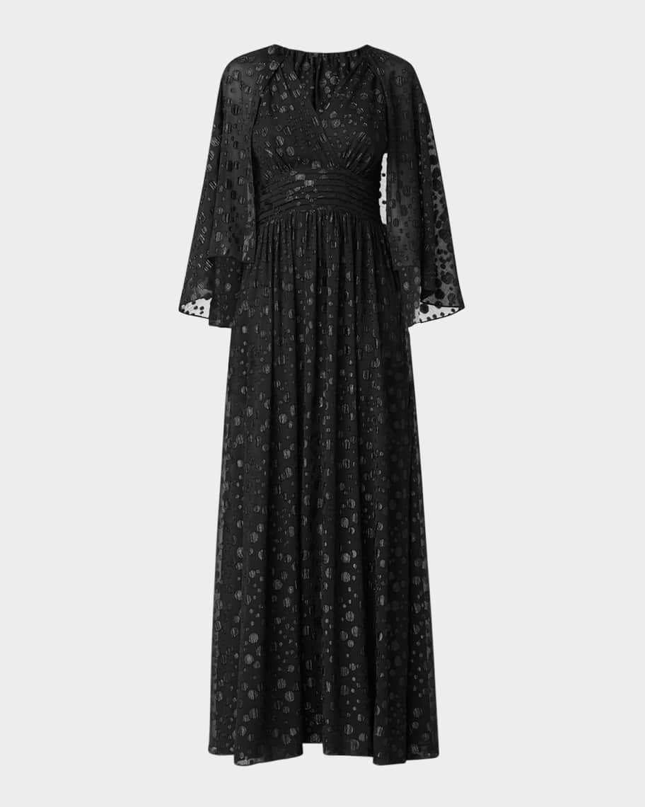 Shoshanna Maud Fil Coupe Cape Maxi Dress | Neiman Marcus