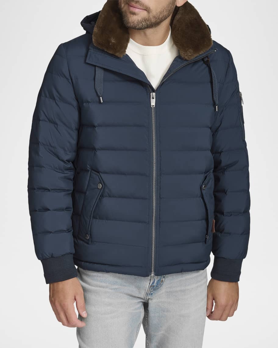 Andrew Marc Men's Down Jacket with Removable Faux Rabbit Fur | Neiman ...