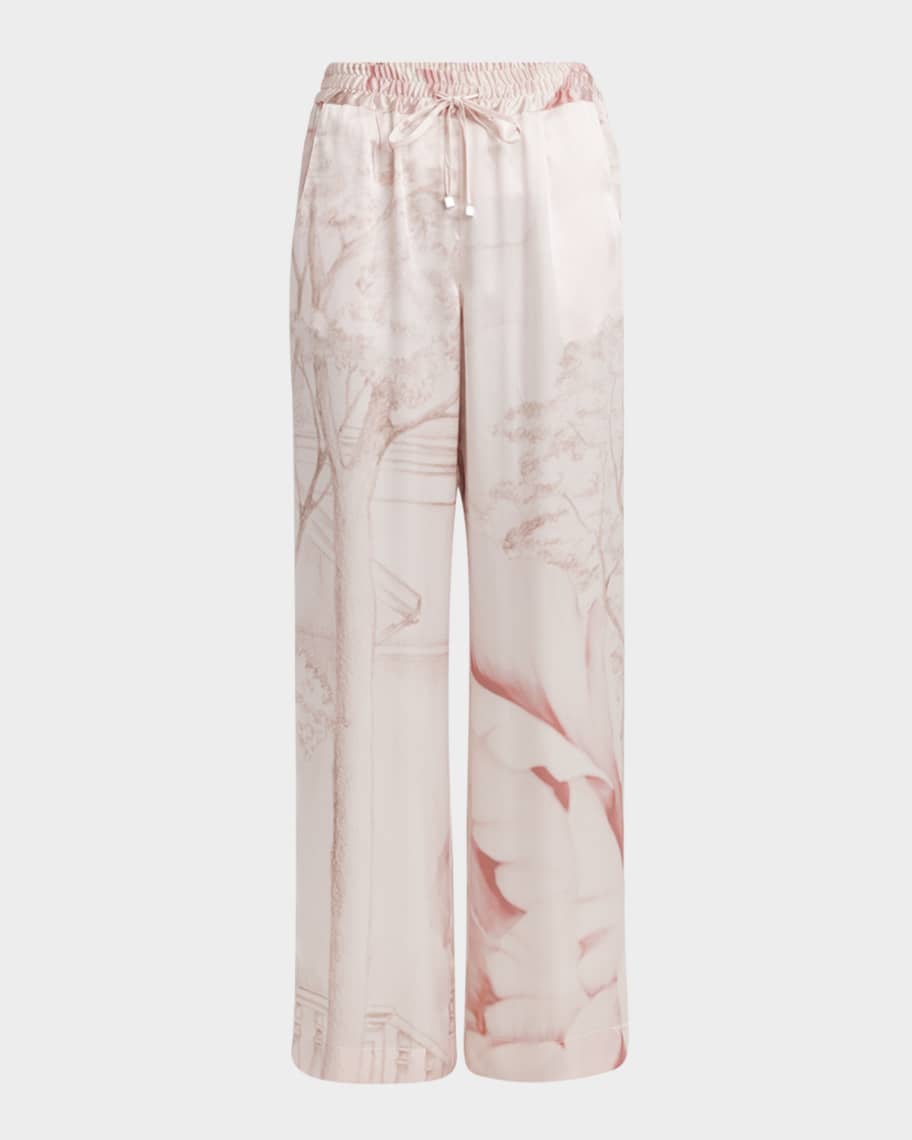 Kiton Wide-Leg Silk Drawstring Pants | Neiman Marcus