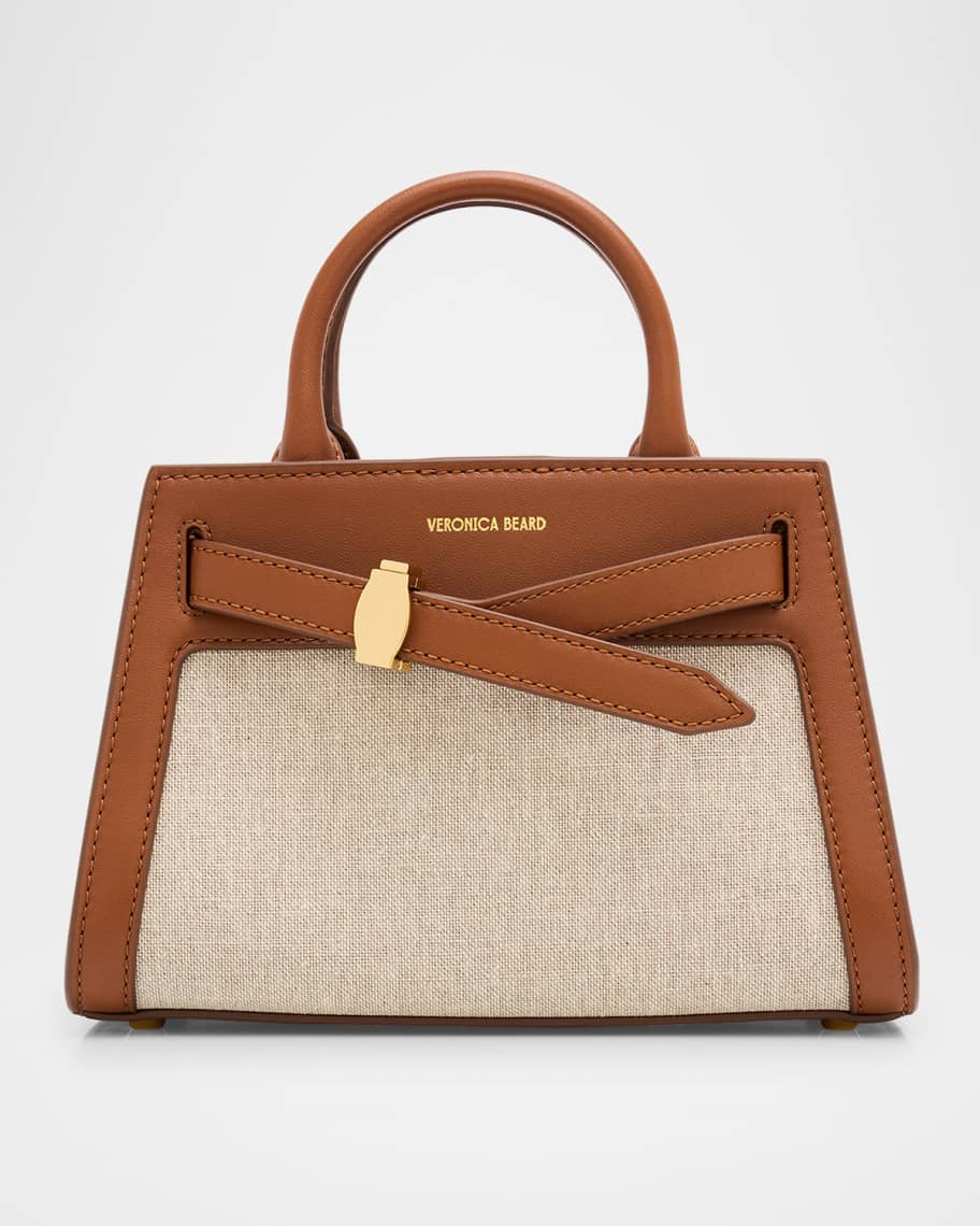 Veronica Beard Dash Mini Canvas & Leather Crossbody Bag | Neiman Marcus