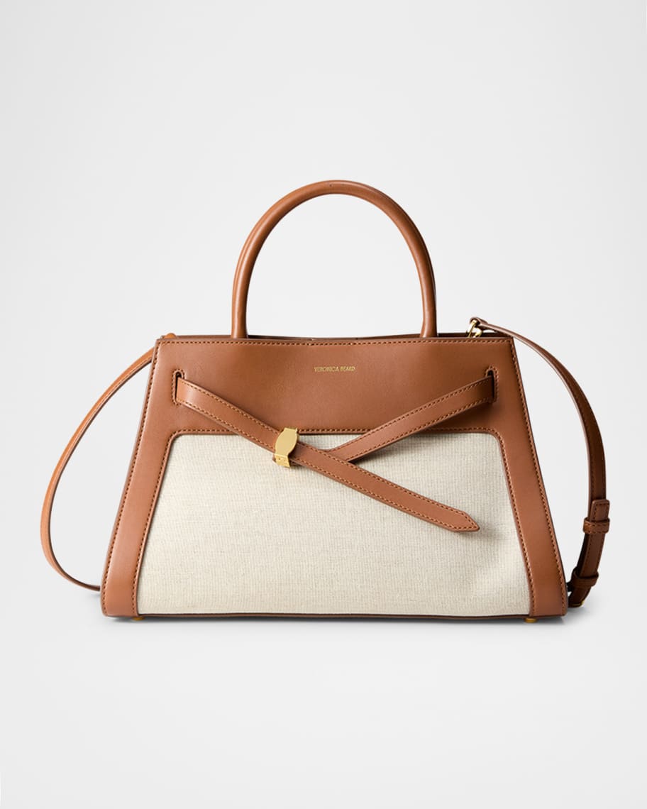 Veronica Beard Dash Canvas & Leather Crossbody Bag | Neiman Marcus