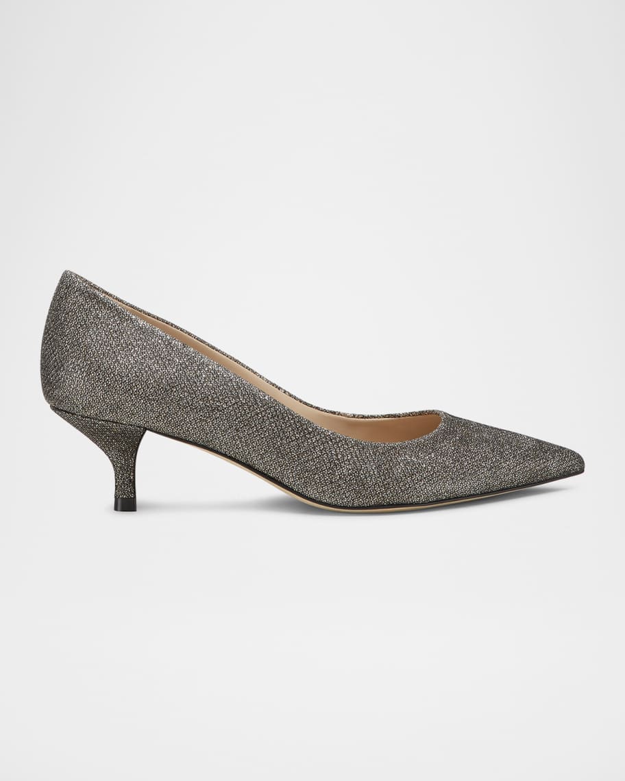 Stuart Weitzman Stuart Metallic Kitten Pumps | Neiman Marcus