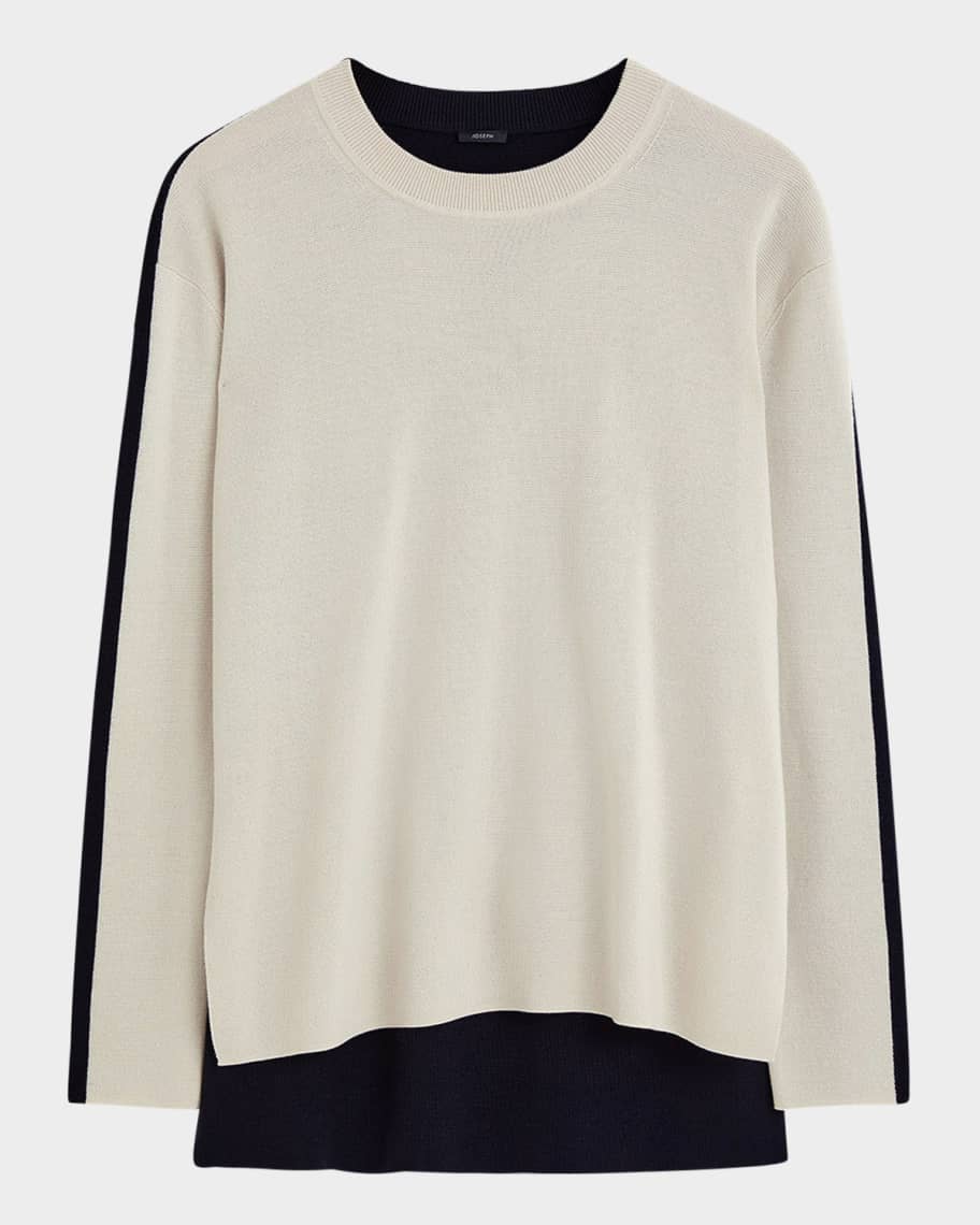 Joseph Bi-Color Crewneck Sweater | Neiman Marcus