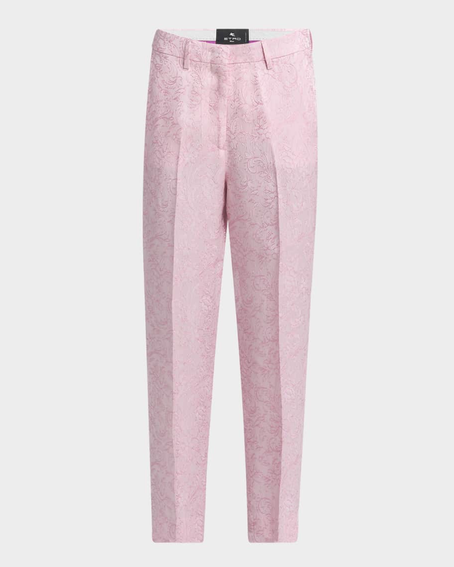 Etro Pink Paisley Jacquard Cigarette Pants | Neiman Marcus