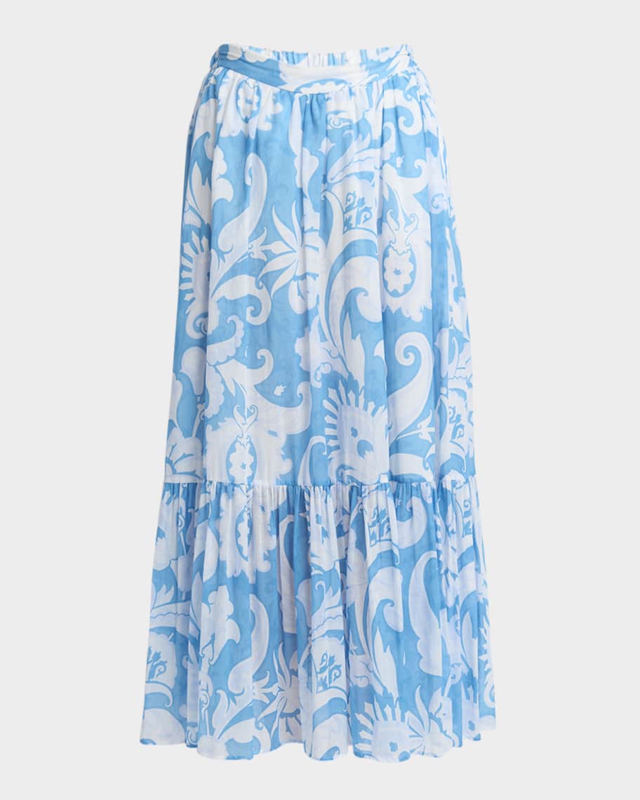 Etro Summer Paisley Cotton Voile Peasant Skirt | Neiman Marcus