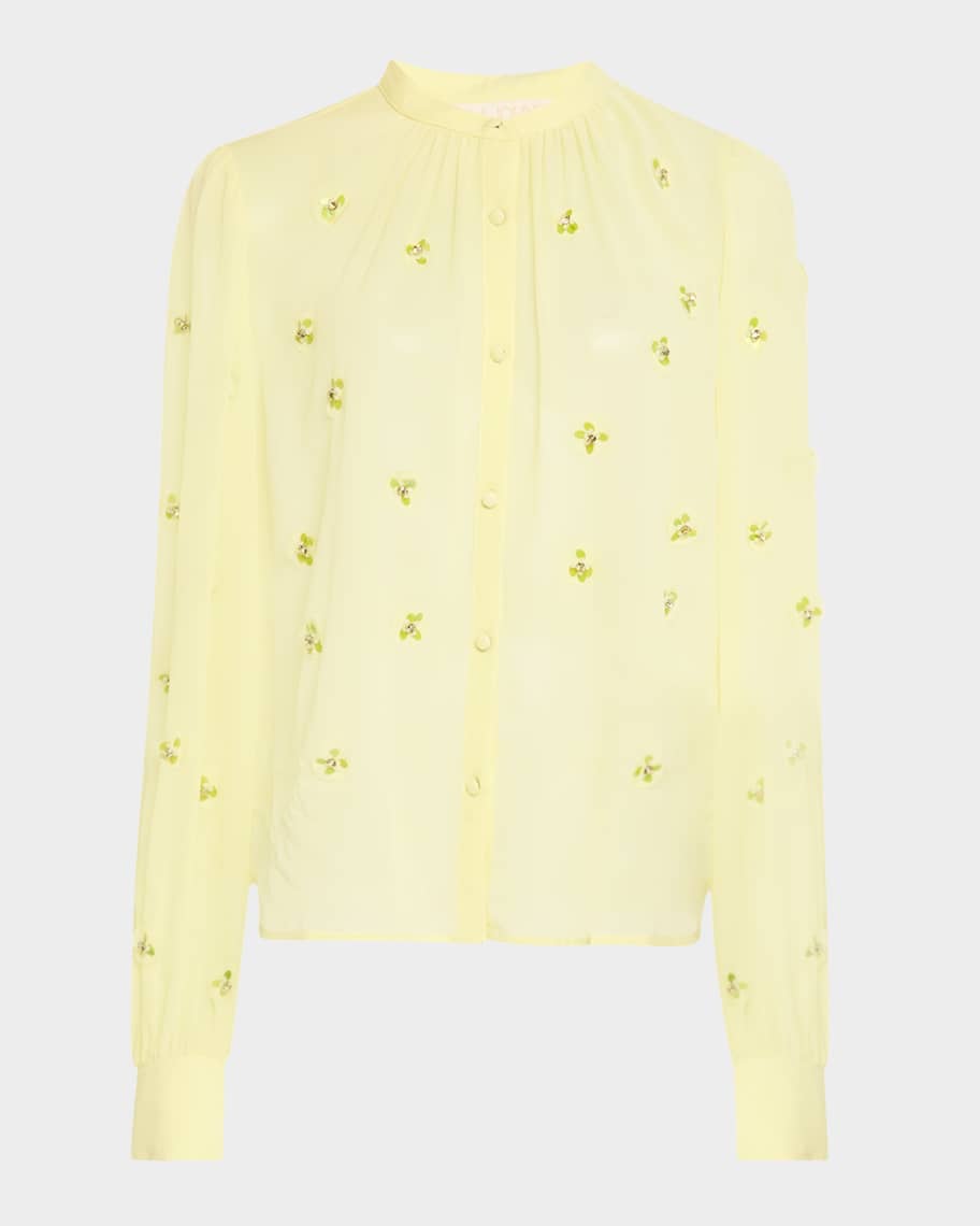 Ulla Johnson Bea Beaded Silk Blouse | Neiman Marcus