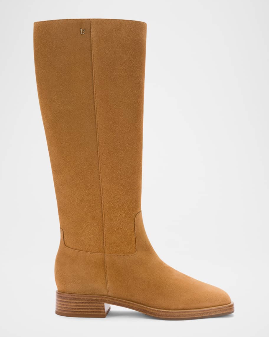 Larroude Anne Suede Mid Boots | Neiman Marcus