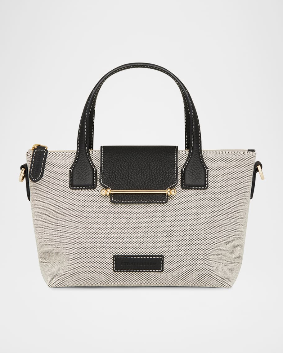 STRATHBERRY Mini Cotton and Leather Travel Tote Bag | Neiman Marcus