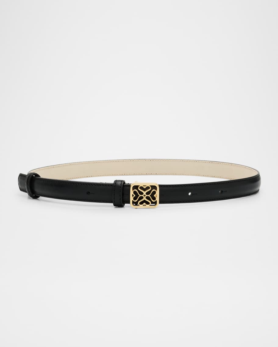 STRATHBERRY Monogram Metal Leather Skinny Belt | Neiman Marcus