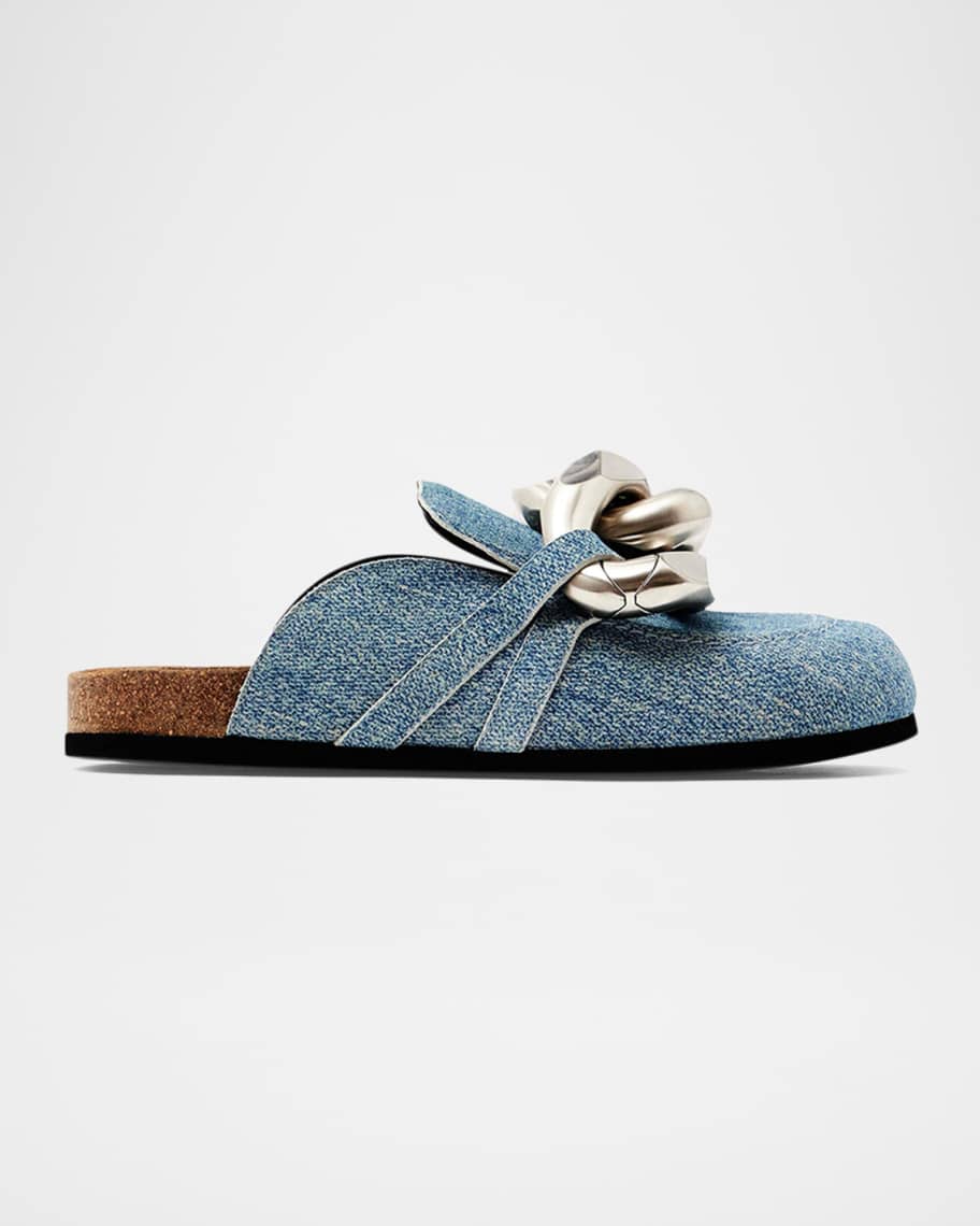 JW Anderson Chunky Chain Denim Loafer Mules | Neiman Marcus
