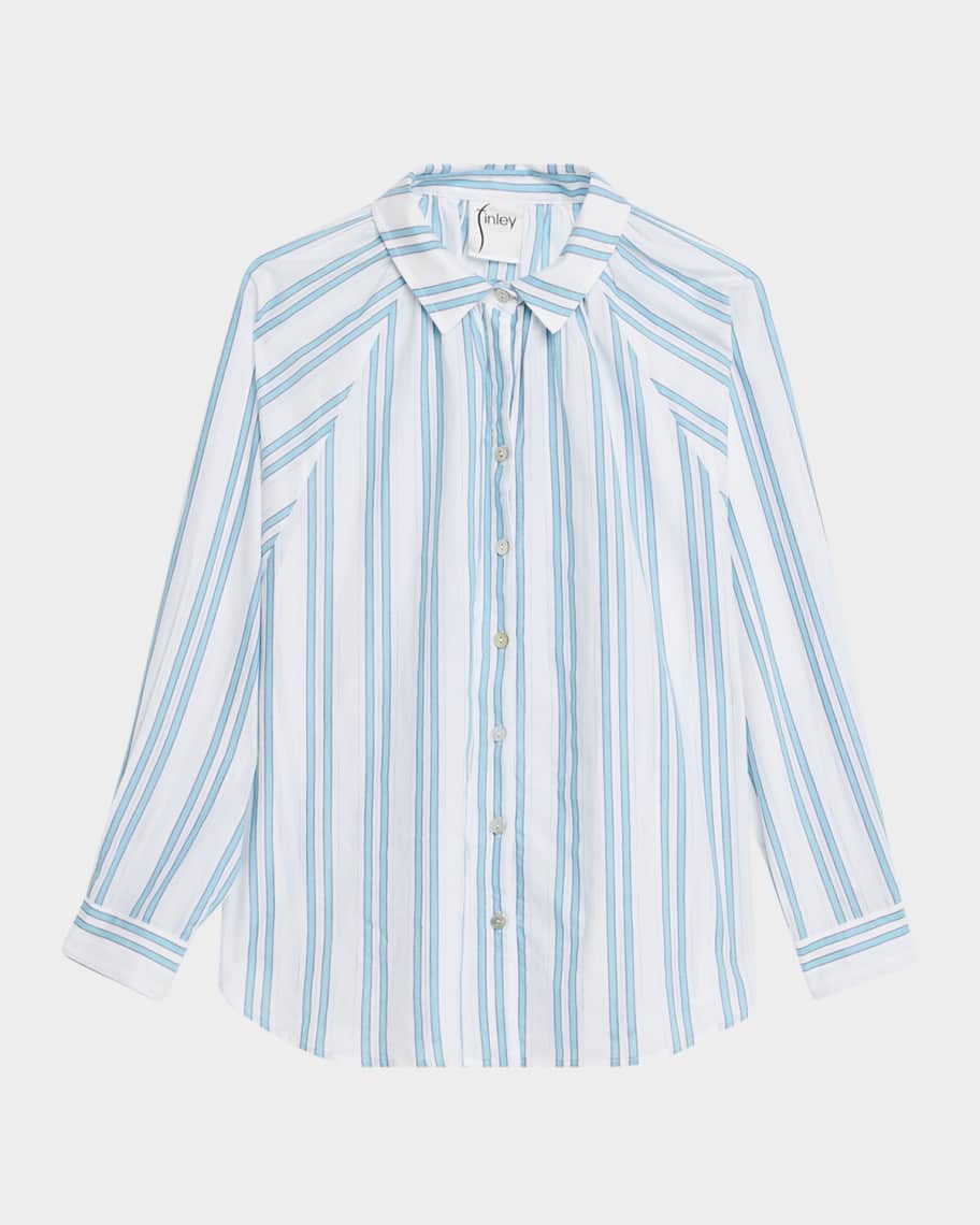 Finley Dylan Striped Raglan-Sleeve Cotton Shirt | Neiman Marcus
