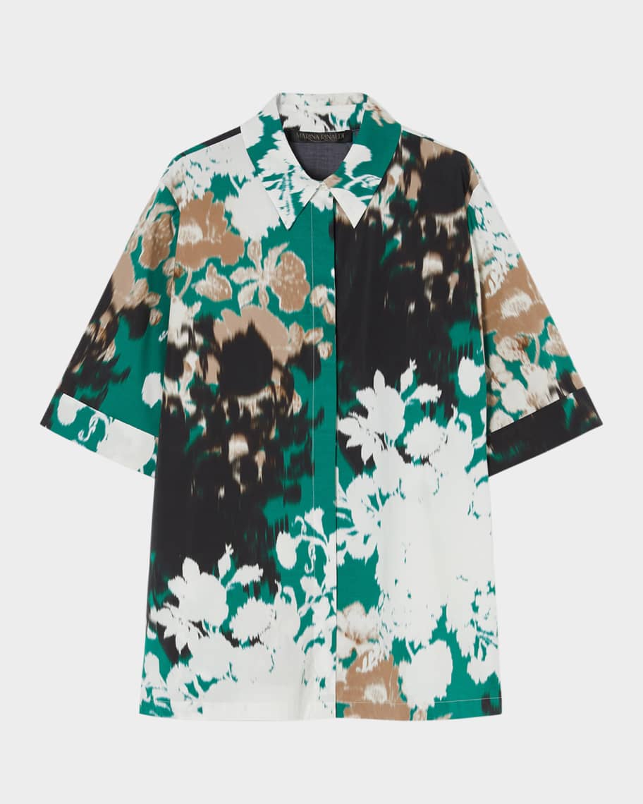 Marina Rinaldi Plus Size Finito Floral-Print Poplin Shirt | Neiman Marcus
