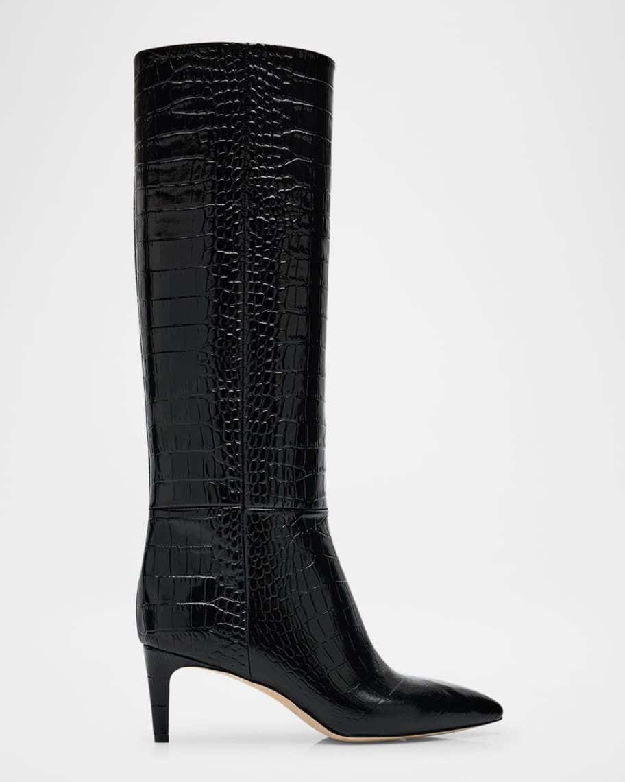 Paris Texas Croco Stiletto Knee Boots | Neiman Marcus
