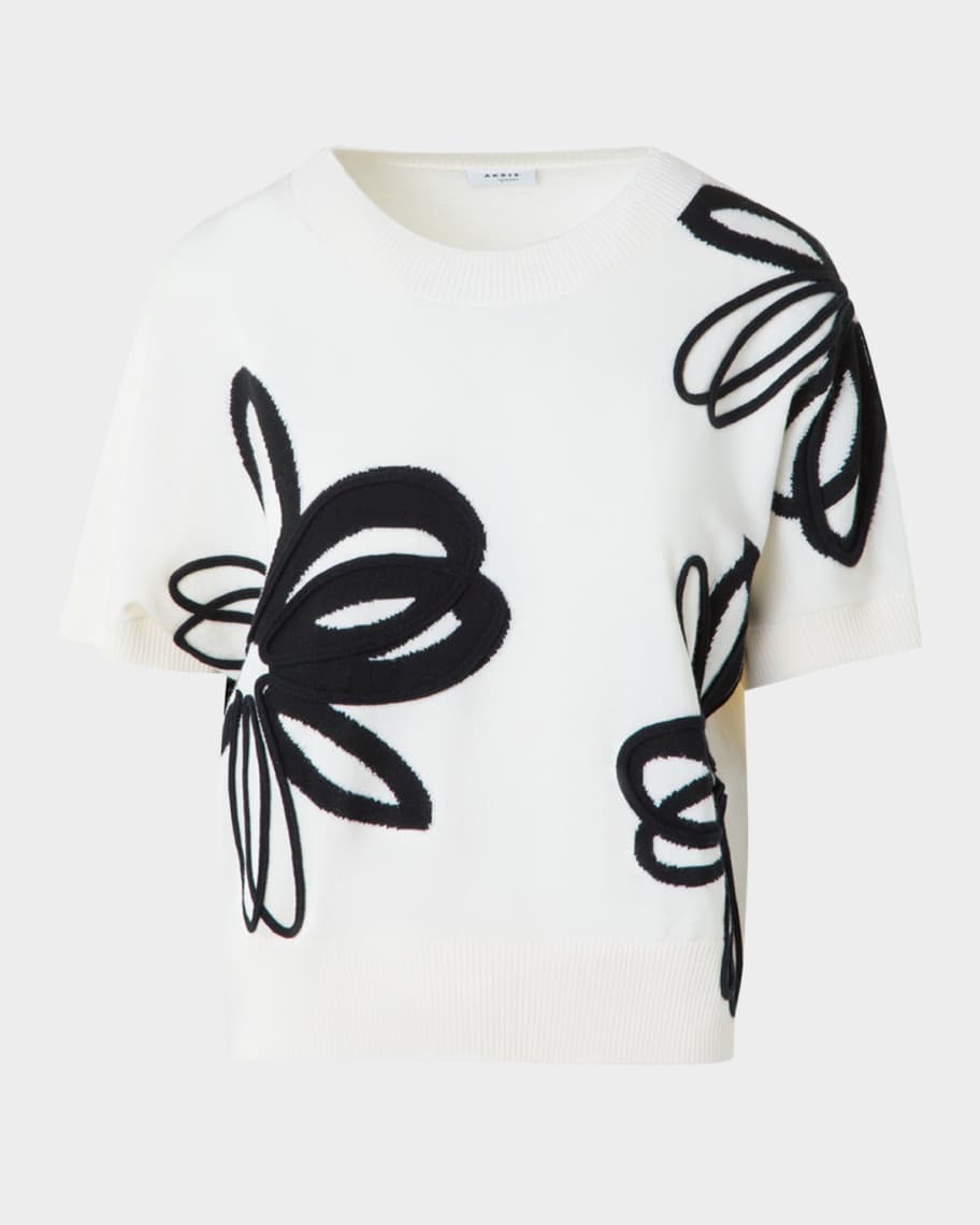 Akris punto Daisy Blow Up Intarsia Merino Wool Sweater | Neiman Marcus