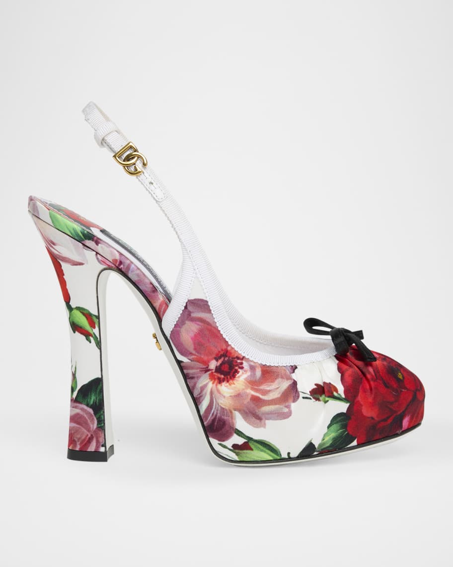 Dolce&Gabbana Slingback Floral Ballerina Stiletto Pumps | Neiman Marcus