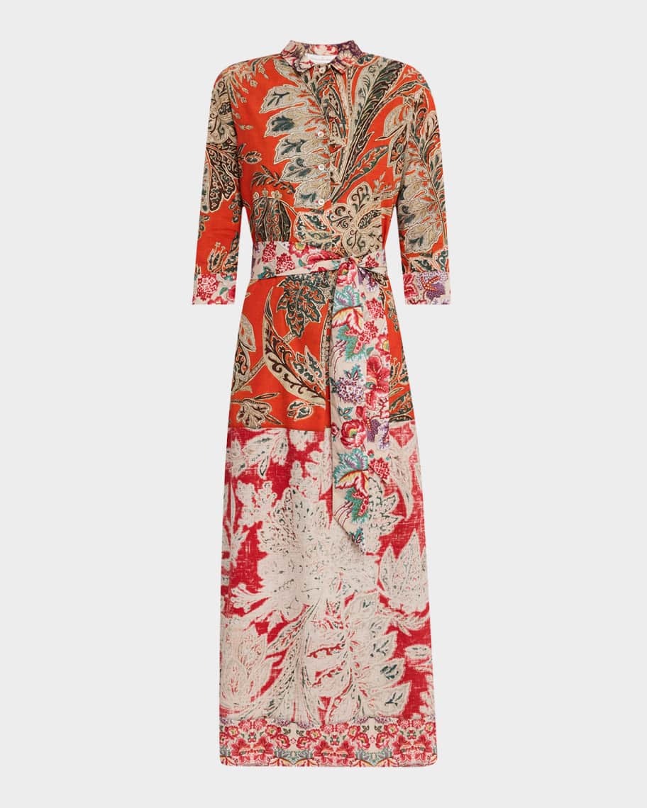 Pierre-Louis Mascia Floral-Print Cotton Midi Shirtdress | Neiman Marcus