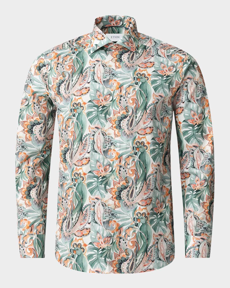 Eton Men's Signature Twill Multicolor Parrot Dress Shirt | Neiman Marcus