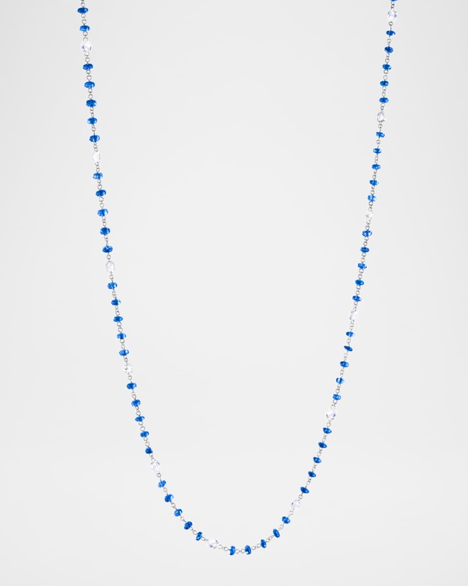 64 Facets 18K White Gold Ethereal Diamond and Blue Sapphire Necklace, 1 ...