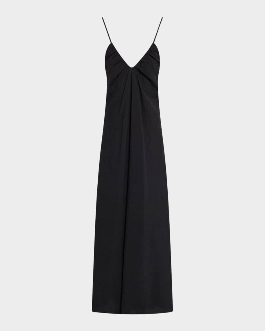Les Coyotes De Paris Hammered Silk V-Neck Strappy Dress | Neiman Marcus