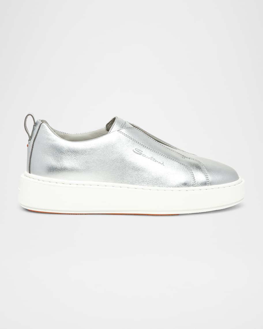 Santoni Victory Metallic Slip-On Sneakers | Neiman Marcus