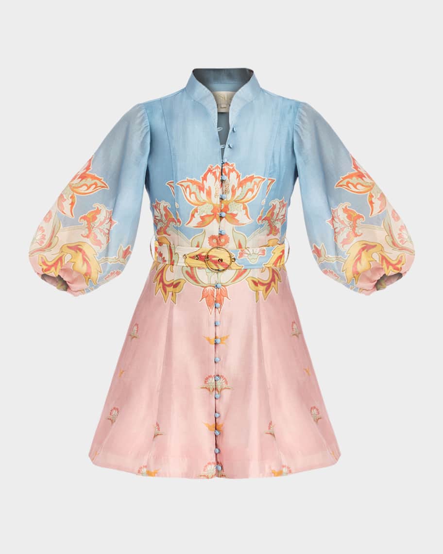 Mestiza New York Valencia Belted Floral-Print Mini Dress | Neiman Marcus