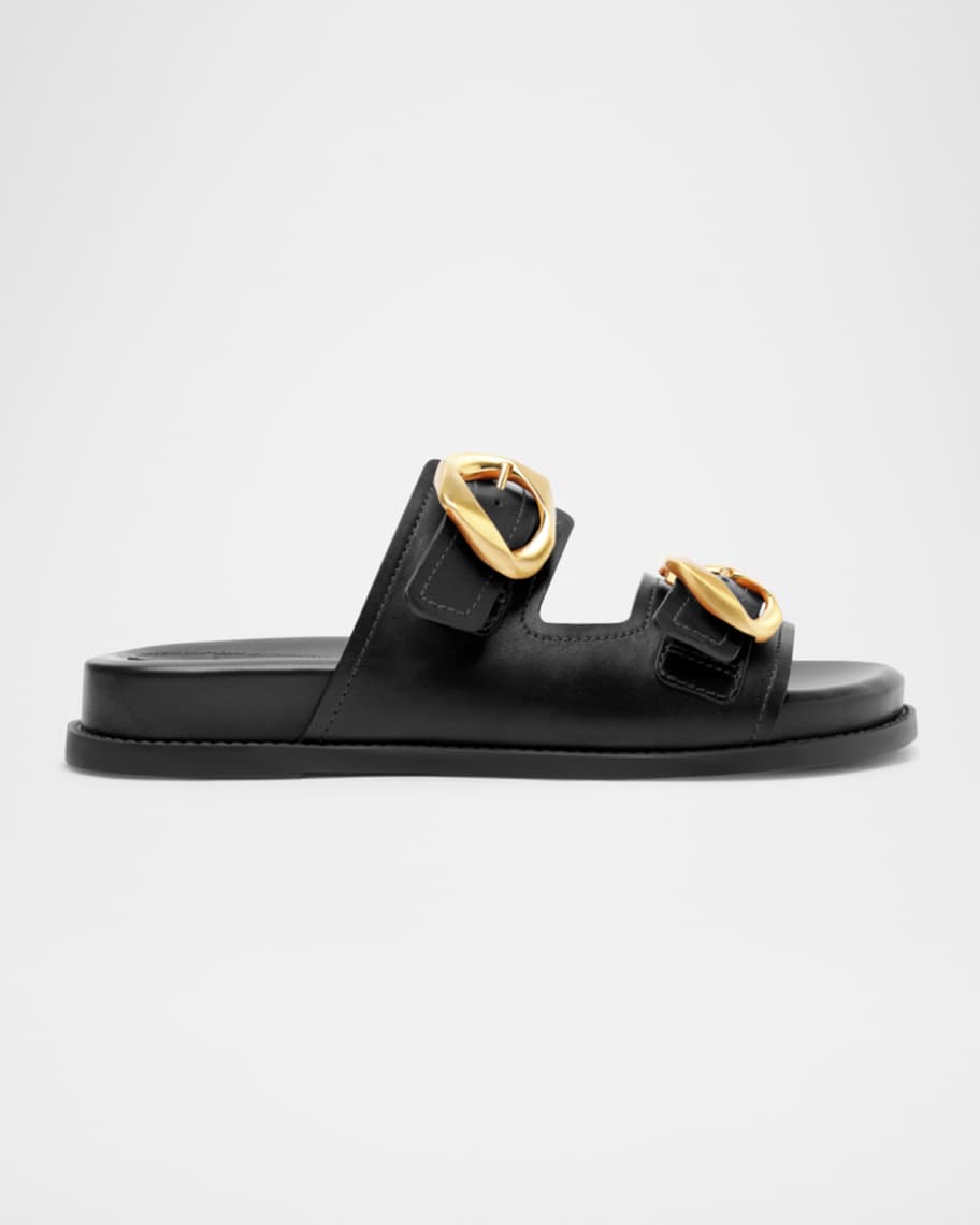 Schutz Olga Leather Buckle Sporty Sandals | Neiman Marcus