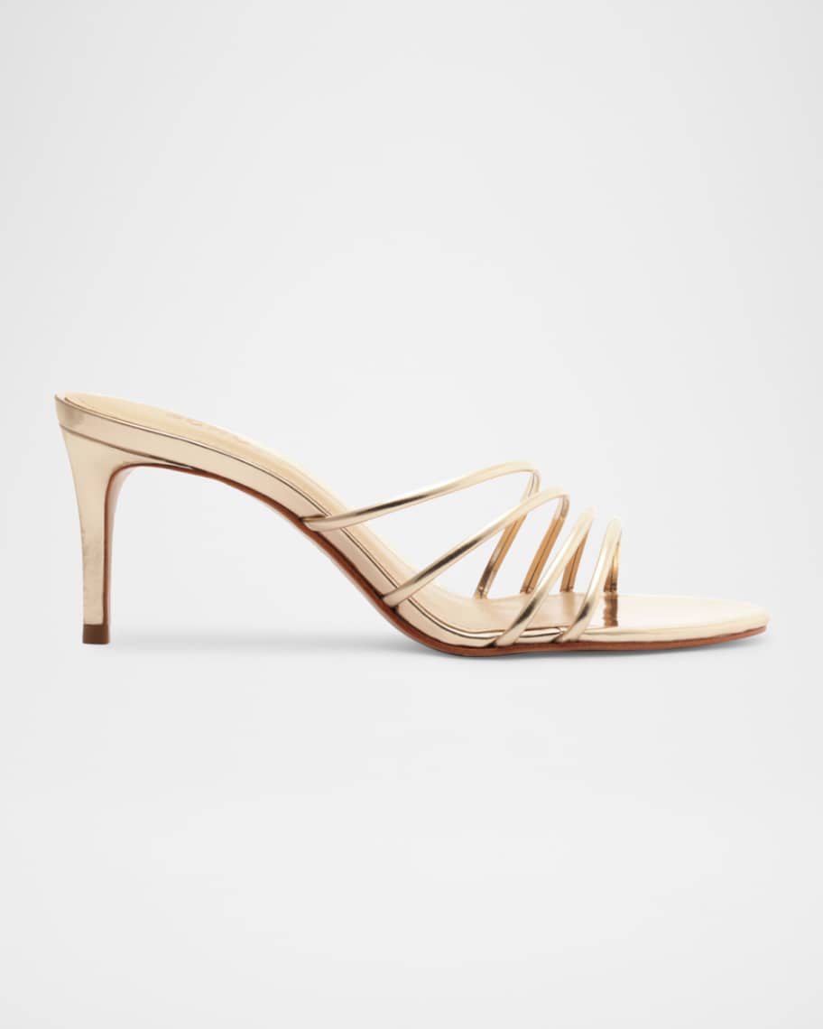 Schutz Inez Strappy Metallic Slide Sandals | Neiman Marcus