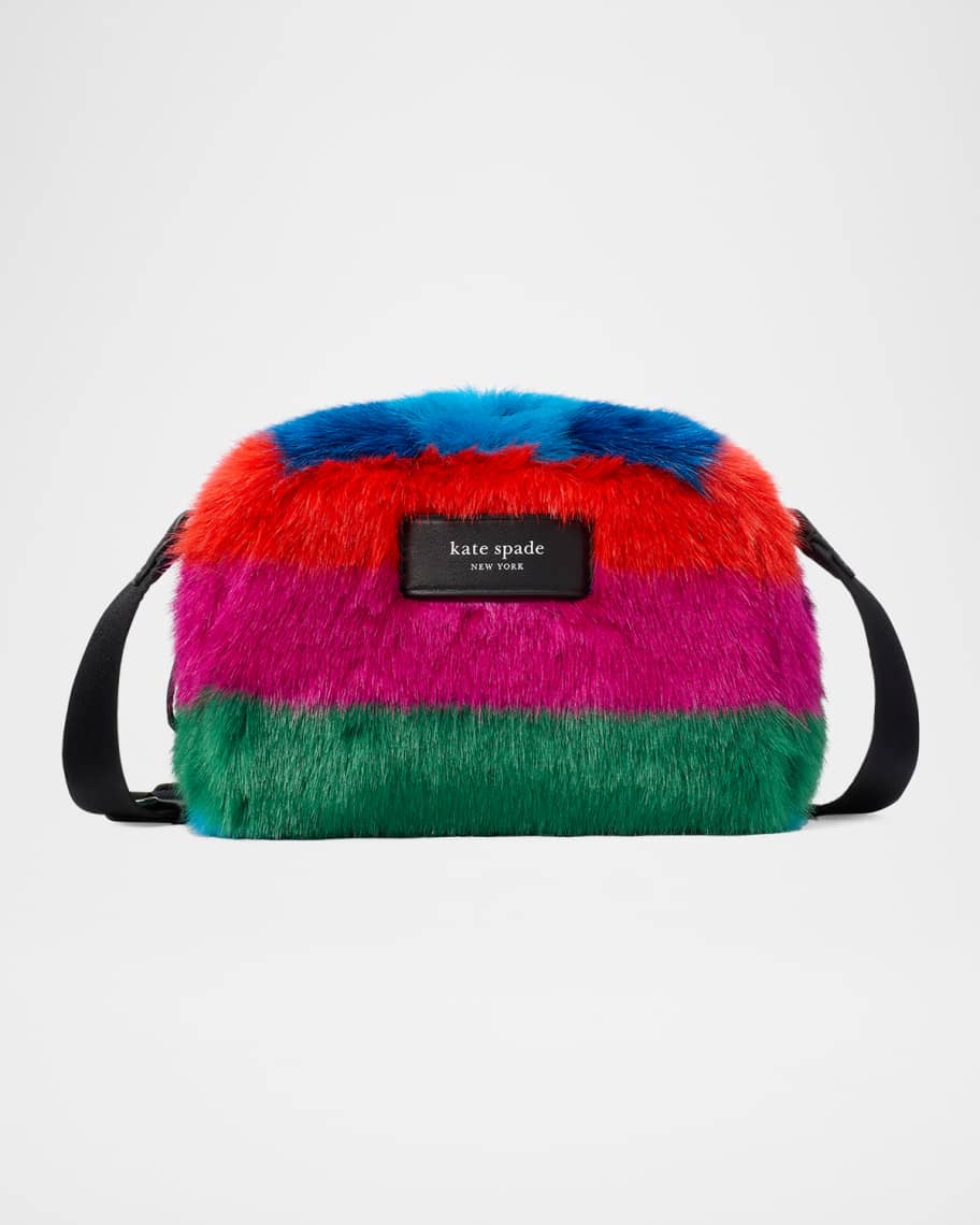 kate spade new york Puff Striped Faux Fur Crossbody Bag | Neiman Marcus
