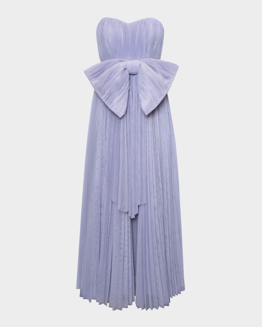 Hutch Cataline Strapless Bow-Front Pleated Tulle Gown | Neiman Marcus